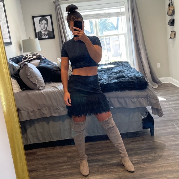 Shoes | Neutral Colored Suede Knee High Boots | Poshmark